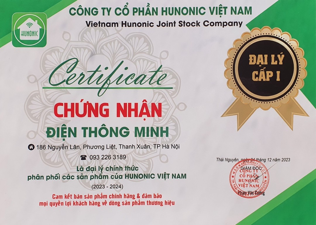Chứng nhận & giải thưởng - Thiết bị điện thông minh Hunonic